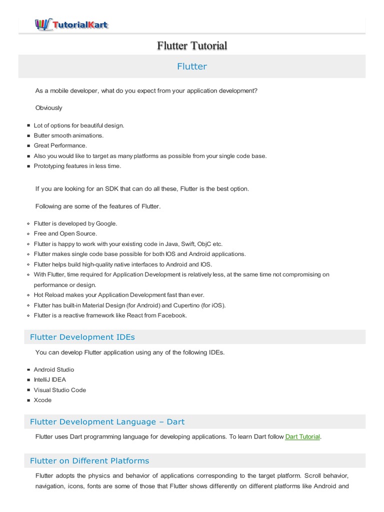 Flutter | PDF | Android (Operating System) | Ios