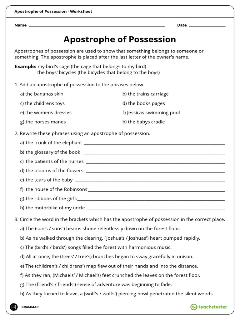 Apostrophe of Possession Worksheet Adobe Reader - 2900934 PDF | PDF