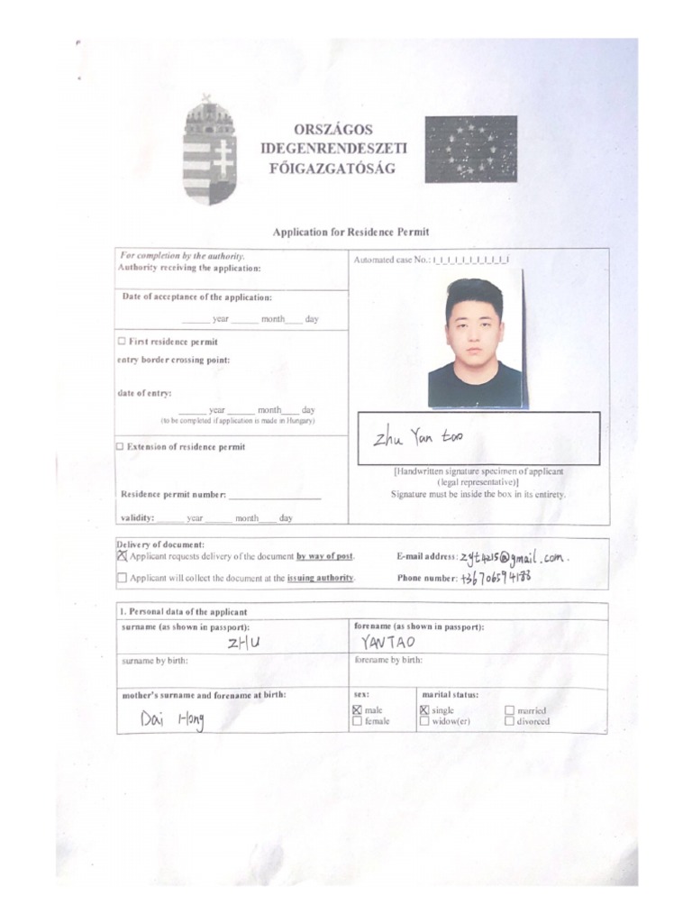 Application For Residence Permit | PDF