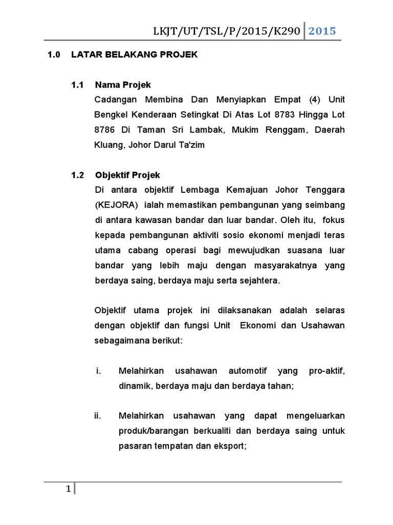 Appendix 1-Terma Rujukan K290-161215 | PDF