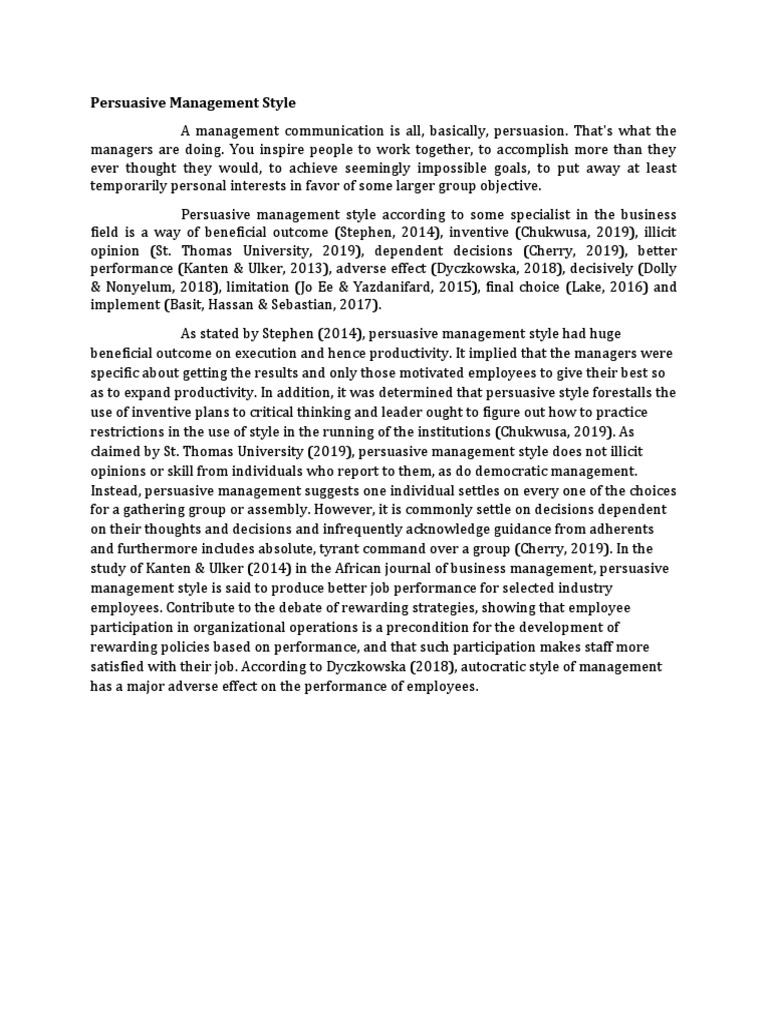Understanding Persuasive Management Style | PDF