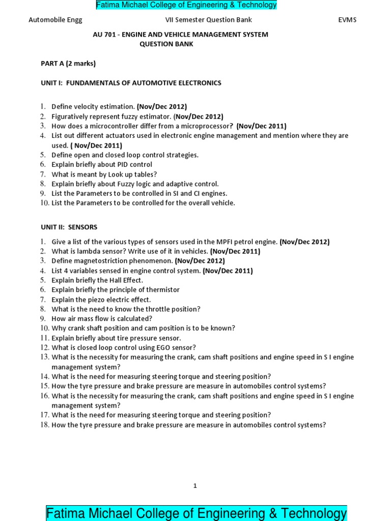 Fatima Michael College of Engineering & Technology | PDF | Fuel ...