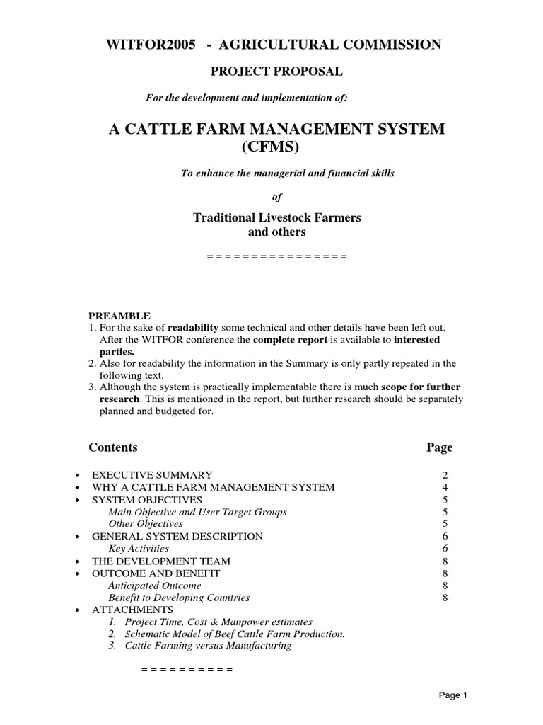 A Cattle Farm Management System (CFMS) : Witfor2005 - Agricultural ...