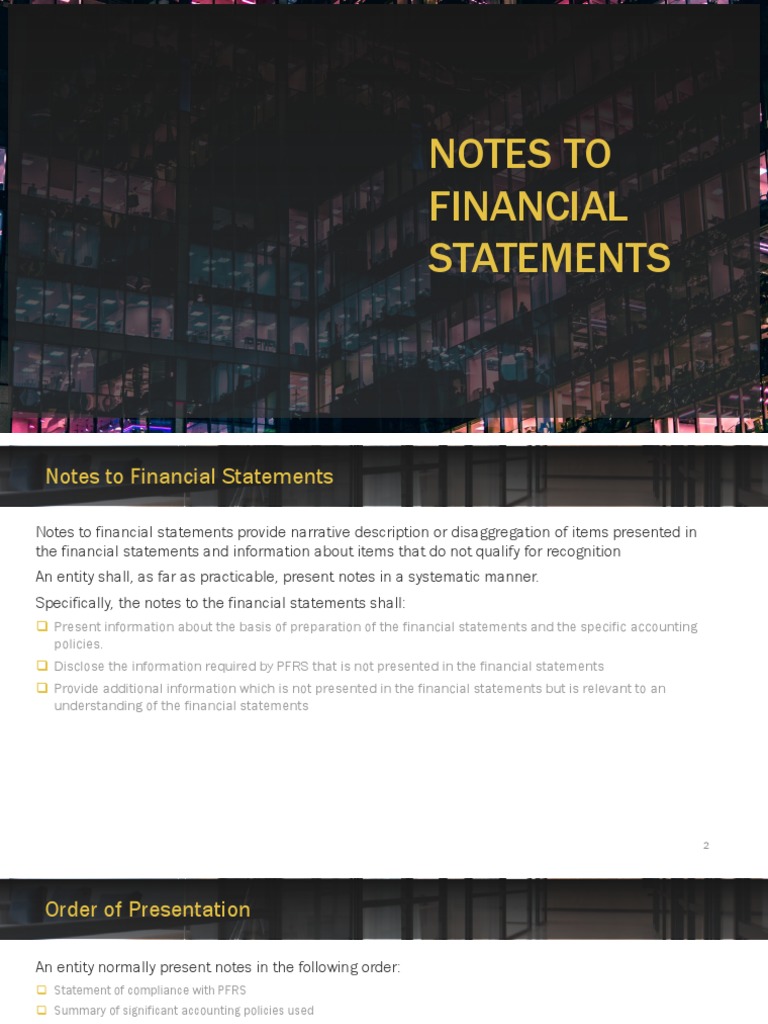 Notes To Financial Statements PDF | PDF