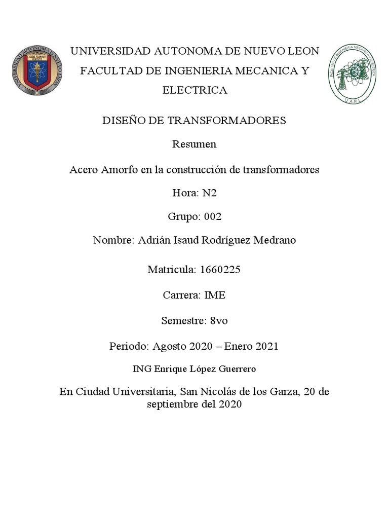 Resumen Acero Amorfo | PDF | Transformador | Acero