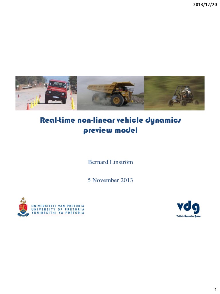 Real-Time Non-Linear Vehicle Dynamics Model | PDF | Vehicles ...