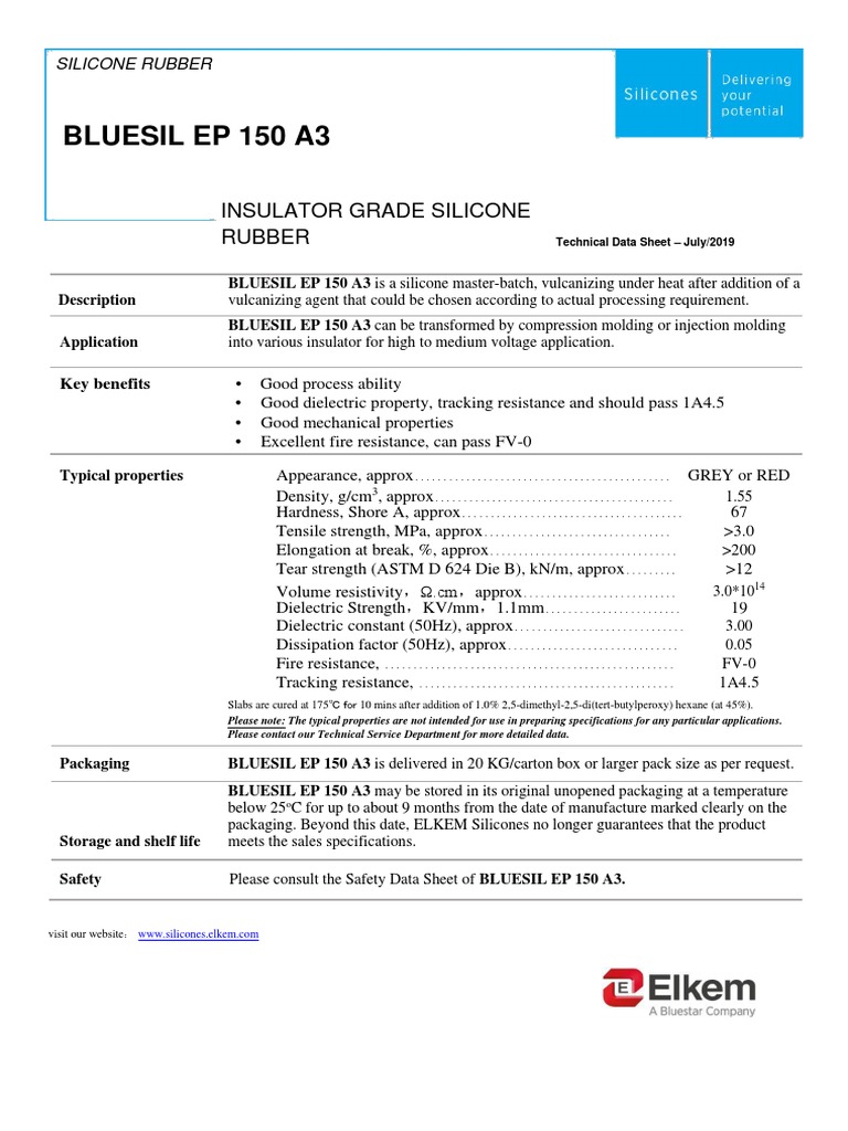 Bluesil Ep 150 A3: Insulator Grade Silicone Rubber | PDF | Insulator ...