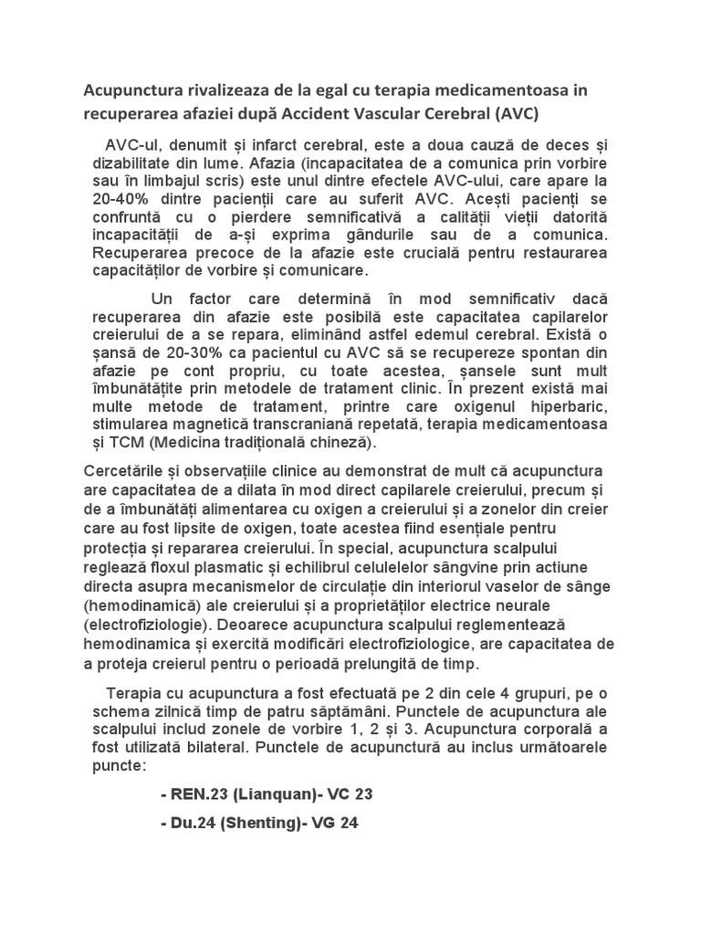 Acupunctura in AVC | PDF