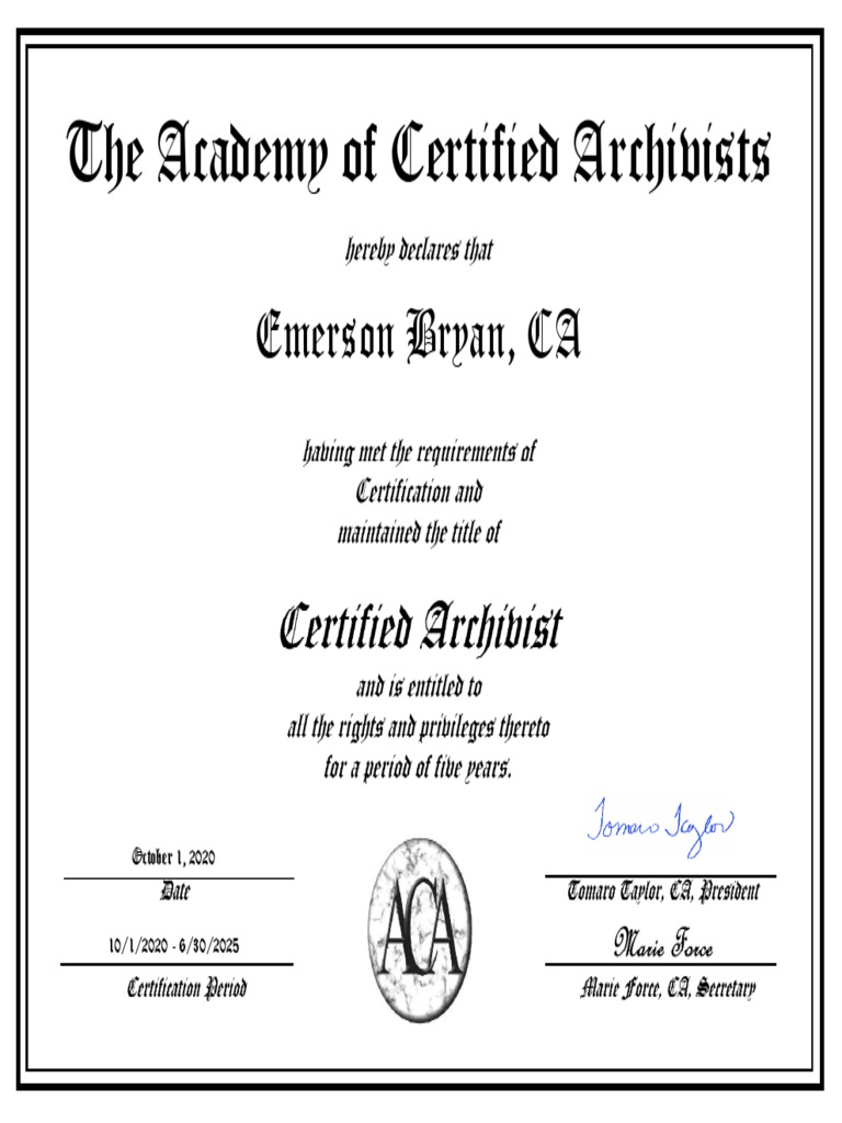 Certified Archivist (CA) | PDF