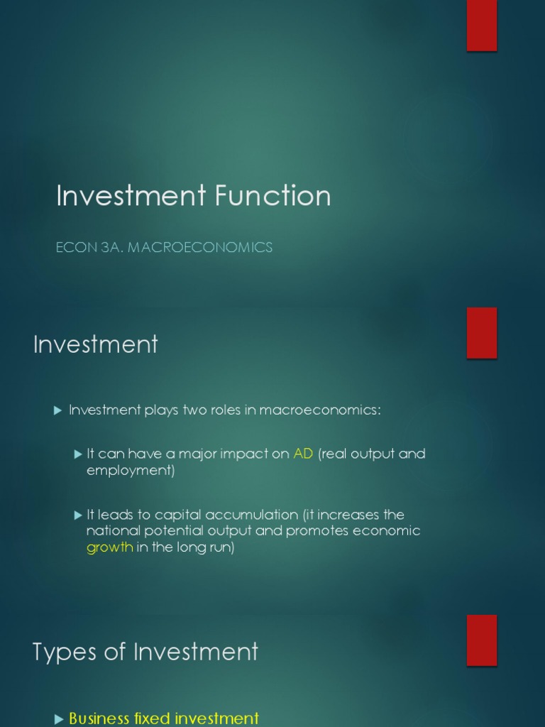 Lesson 5 - Investment Function | PDF | Output (Economics) | Economic ...