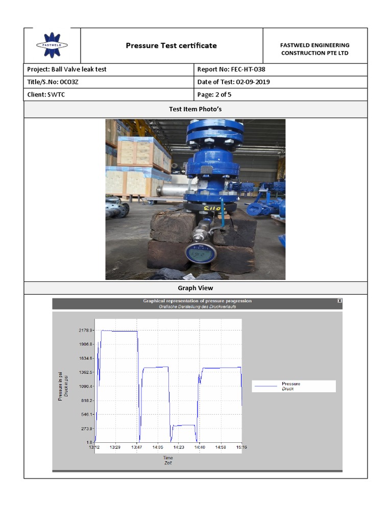 Pressure Test Certificate | PDF