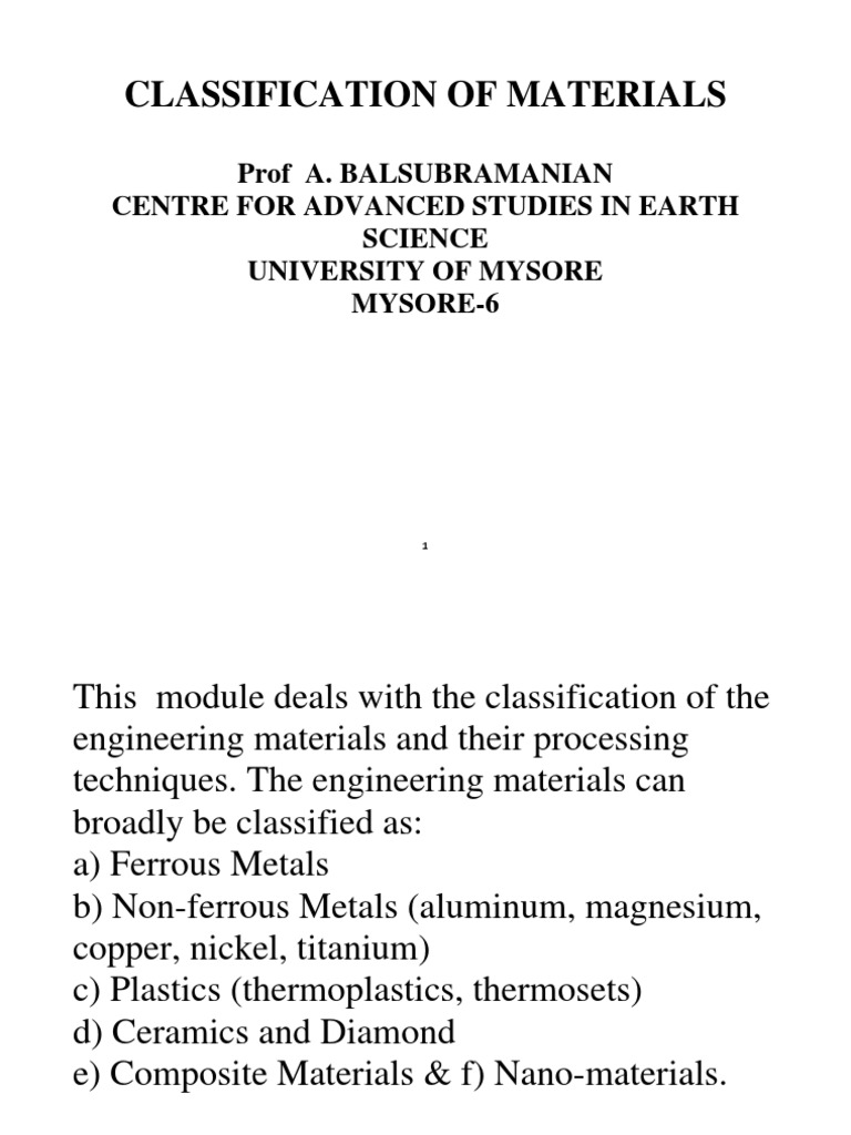 Classification of Materials | PDF | Rock (Geology) | Metals