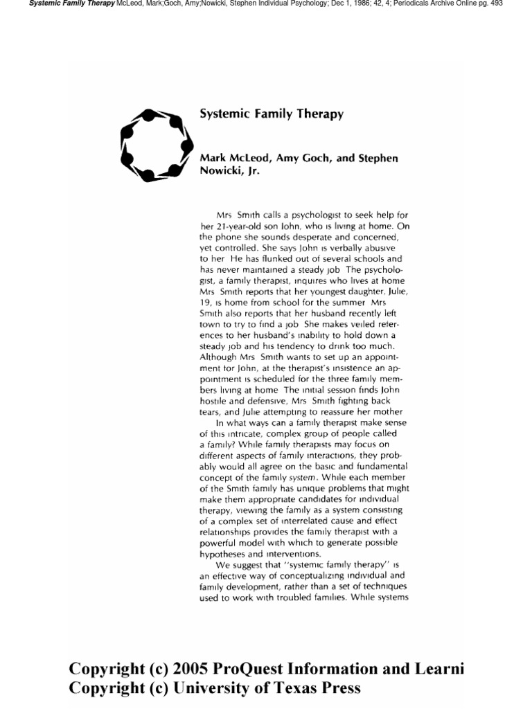 Systemic Family Therapy | PDF