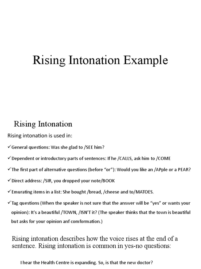 Rising Intonation Example | PDF