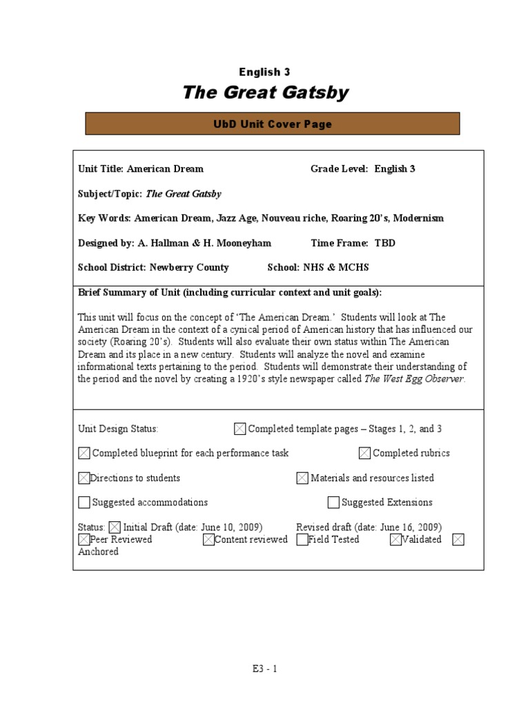The Great Gatsby Newspaper Project | PDF | American Dream | The Great ...