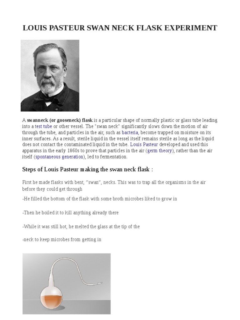 Louis Pasteur Experiment Swan Neck Flask