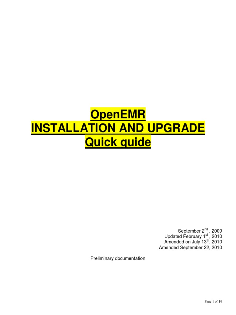 Openemr Installation and Upgrade Quick Guide | PDF | World Wide Web | Internet & Web