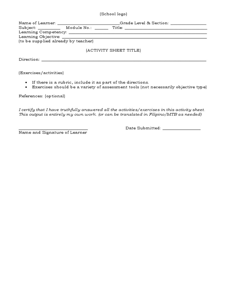 Final Template Activity Sheet | PDF | Career & Growth