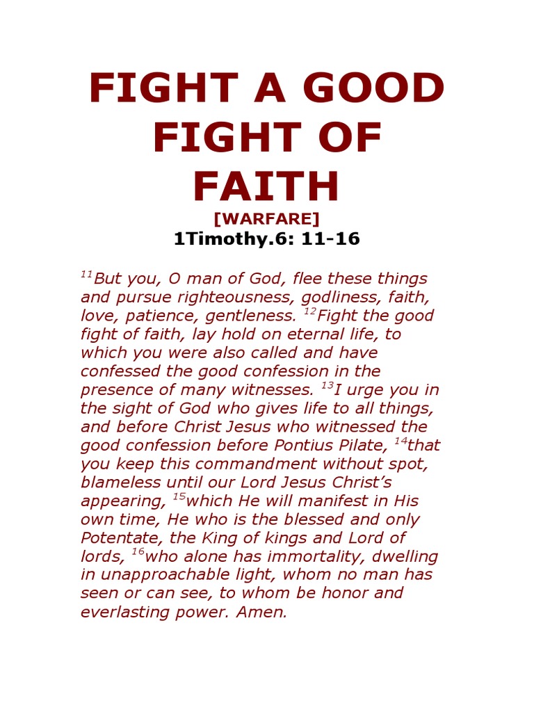 Fight the Good Fight of Faith | PDF | David | Eternal Life (Christianity)