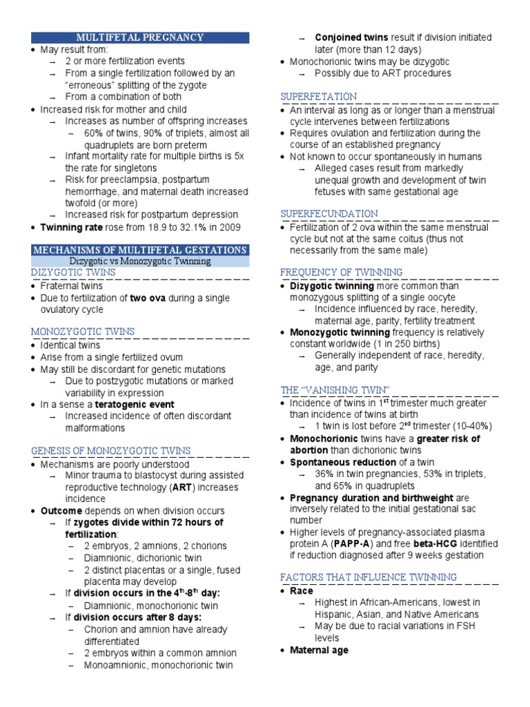 Multifetal Pregnancy | PDF | Twin | Fetus