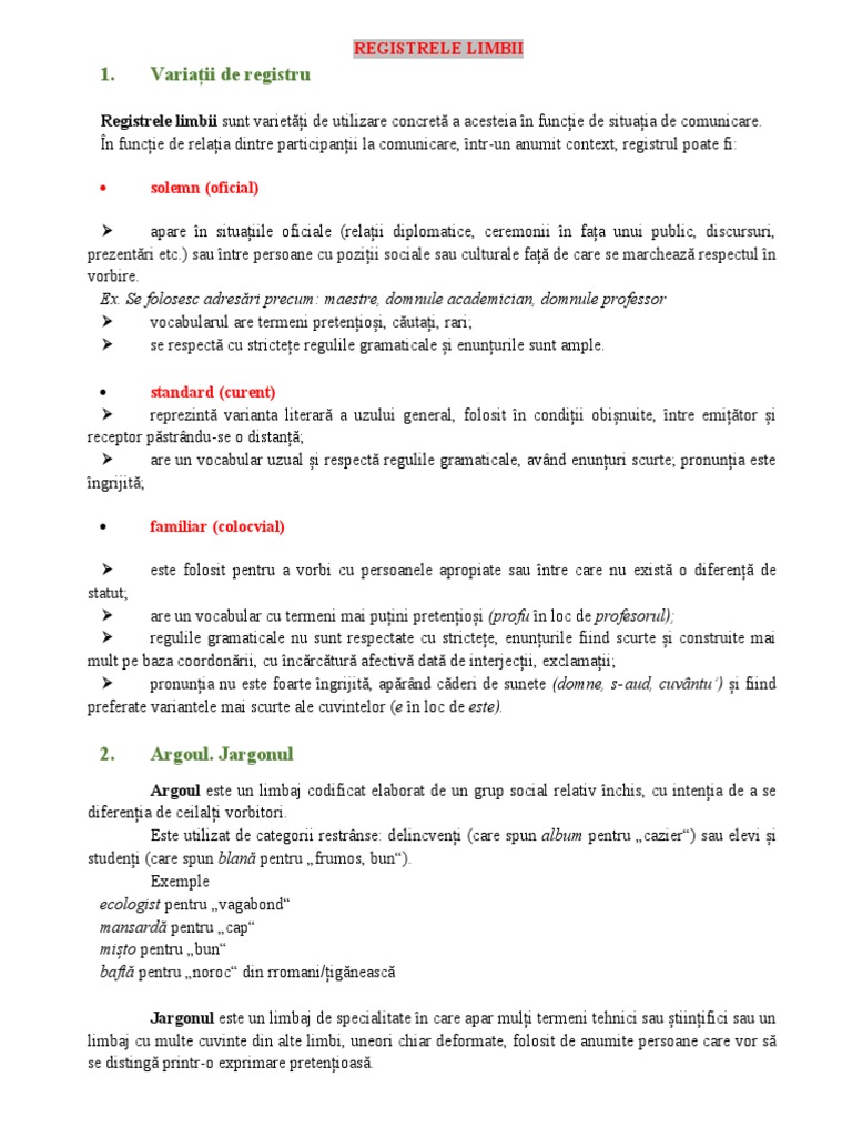 Registrele Limbii | PDF