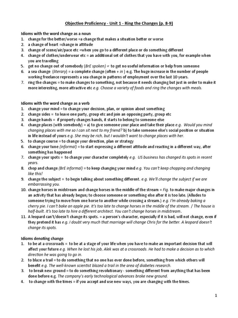 Objective Proficiency - Unit 1 P. 8-9 | PDF