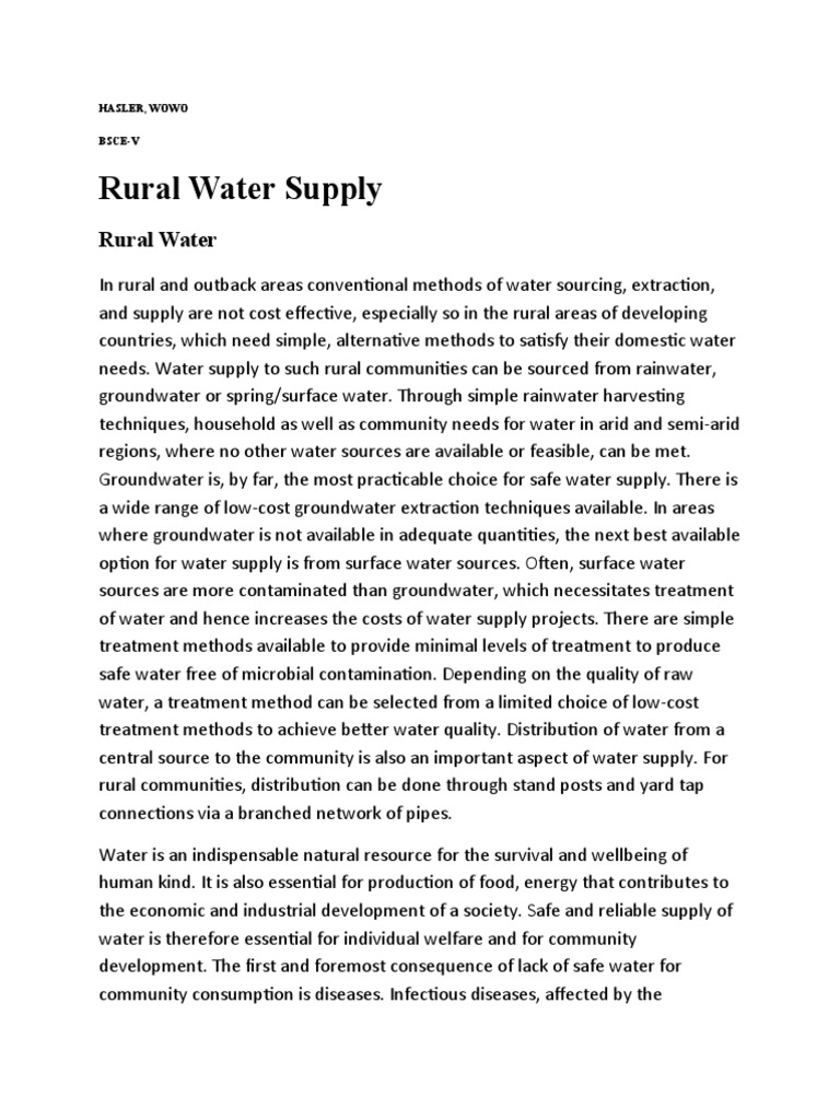 Rural Water Supply | PDF | Roof | Water Supply