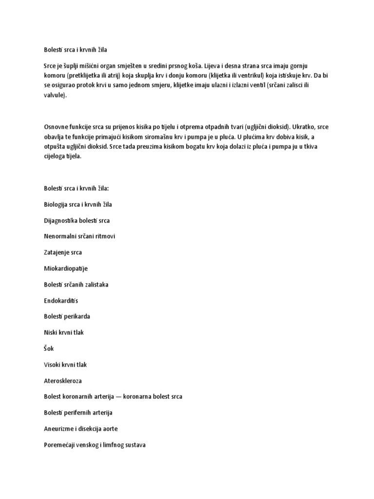 Bolesti Srca I Krvnih Žila | PDF