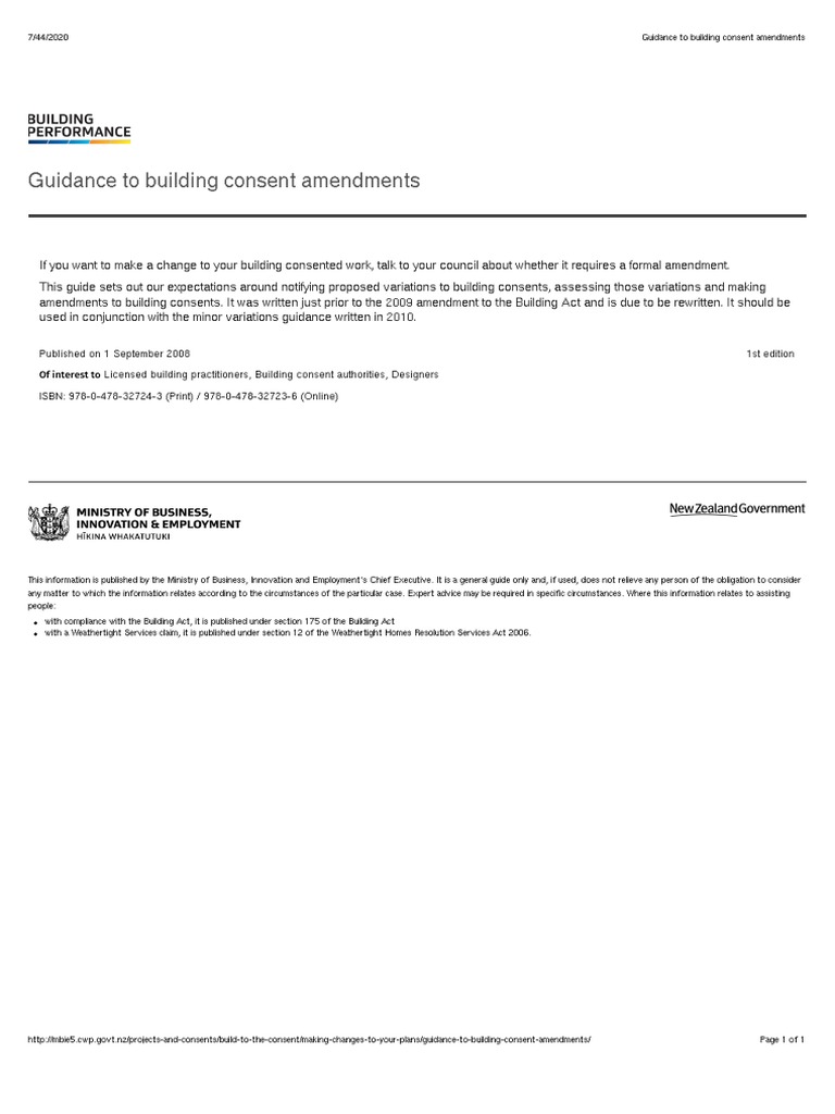 Guidance To Building Consent Amendments 279 All | PDF