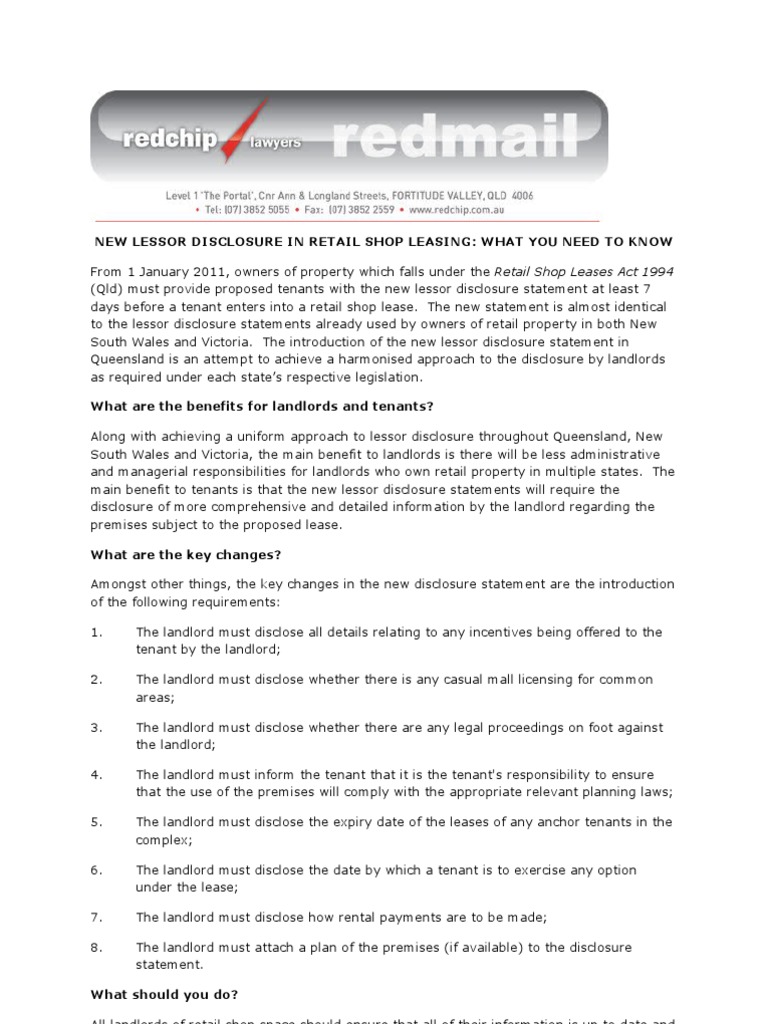Lessor Disclosure Statement | PDF | Landlord | Lease