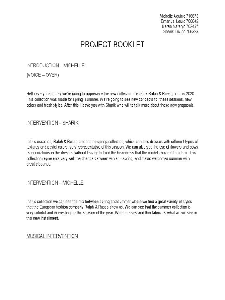 Project Booklet 2020 | PDF | Dress | Consumer Goods