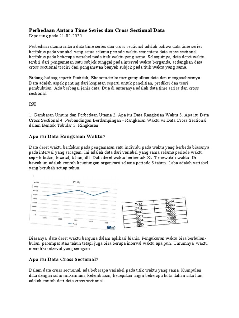 Perbedaan Antara Time Series Dan Cross Sectional Data | PDF