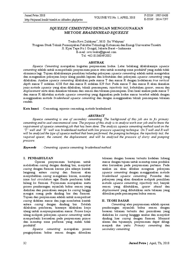 Squeeze Cementing Denganmenggunakan | PDF
