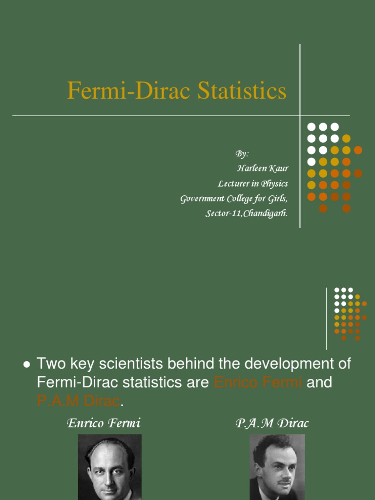 Fermi Dirac Statistics | PDF | Theoretical Physics | Physics