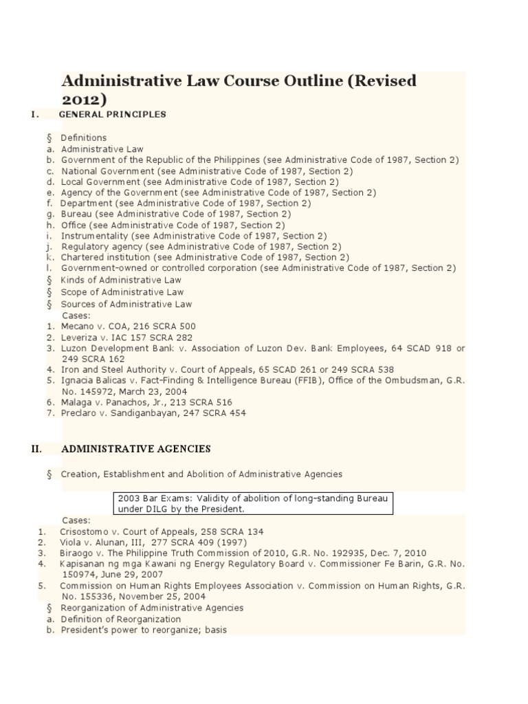 Administrative Law Course Outline 2012 | PDF | Administrative Law ...