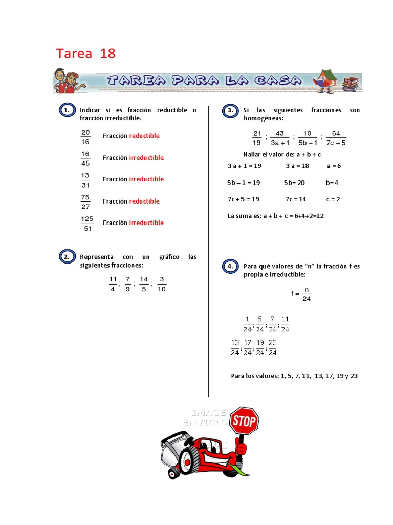 Tareas de Fracciones | PDF | Fracción (Matemáticas) | División ...