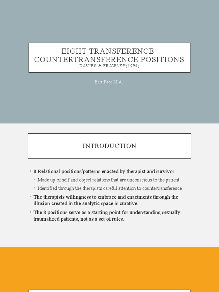 Eight Transference-Countertransference Positions | PDF | Seduction ...