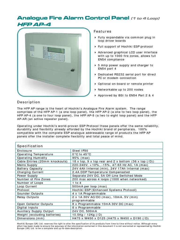 An Overview of the HFP AP-4 Analogue Fire Alarm Control Panel | PDF ...