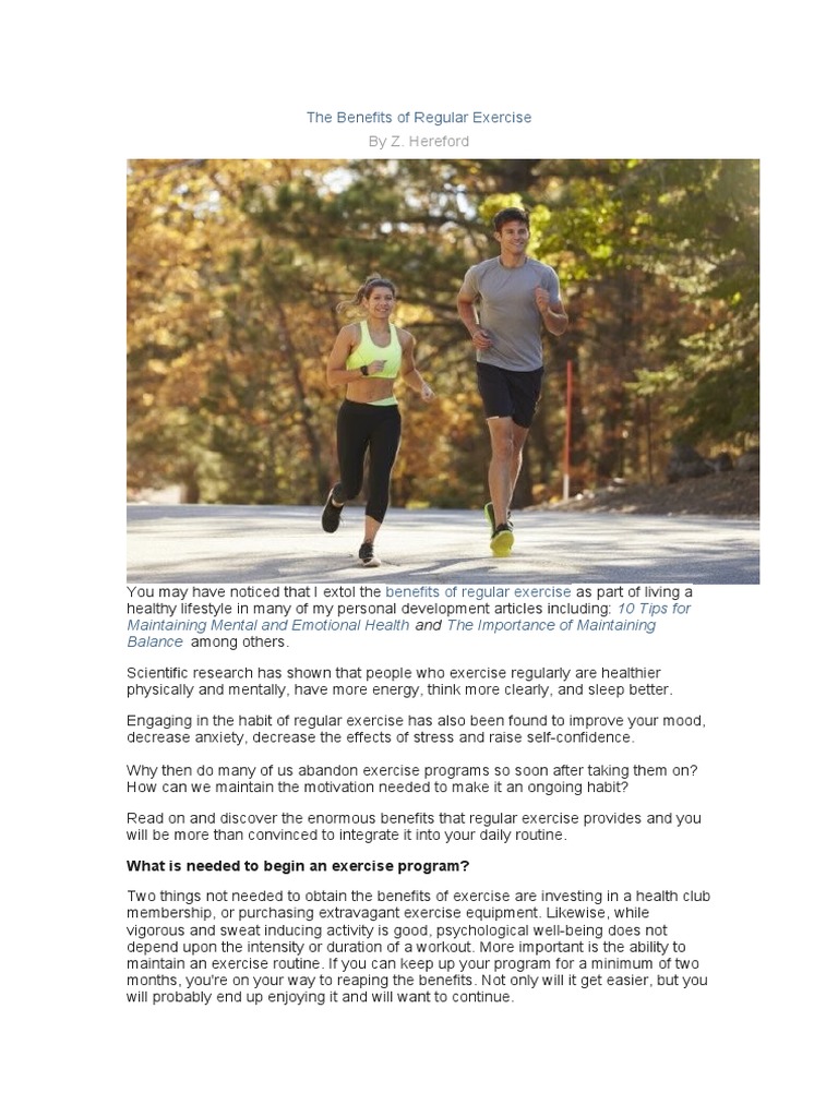 Exercise for a Healthier Lifestyle | PDF | Determinants Of Health ...
