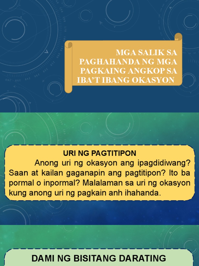 Pagakin at Paghahanda Sa Okasyon | PDF
