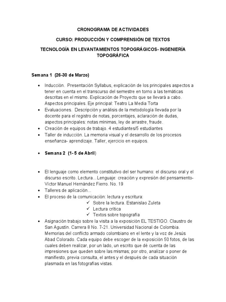 CRONOGRAMA DE ACTIVIDADES - Docx Pers | Descargar gratis PDF | Cognición | Ciencia cognitiva
