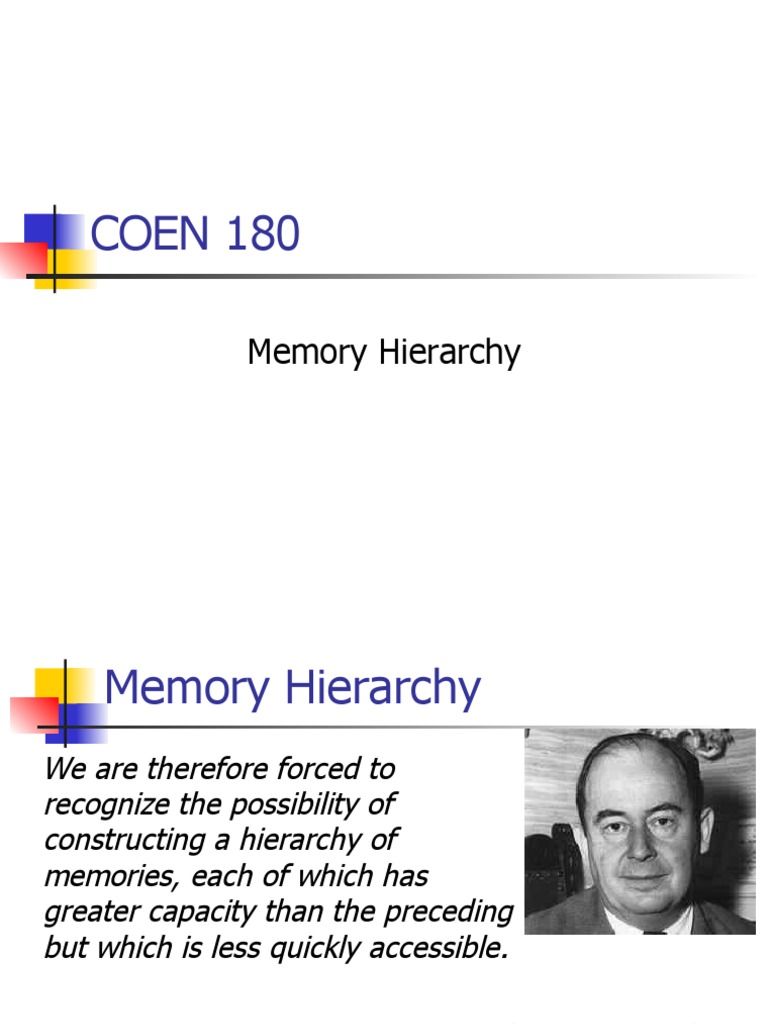 COEN 180: Memory Hierarchy | PDF | Cache (Computing) | Computer Data Storage