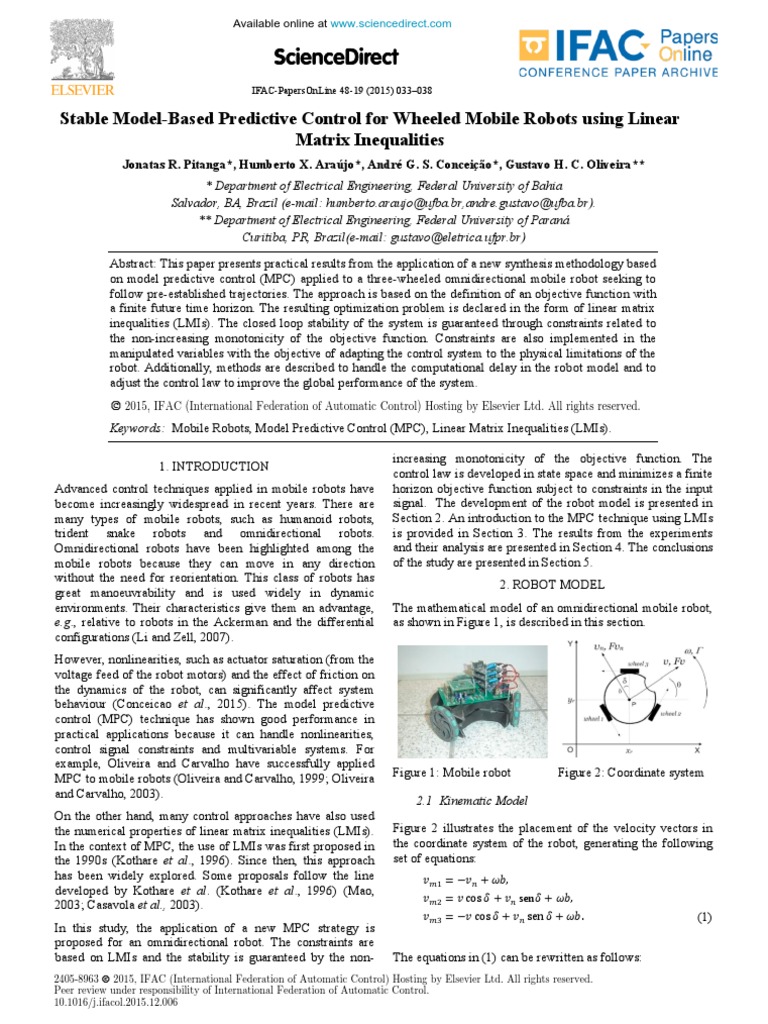 Stable Model Based Predictive Control For Wheeled Mobile Robots Using ...