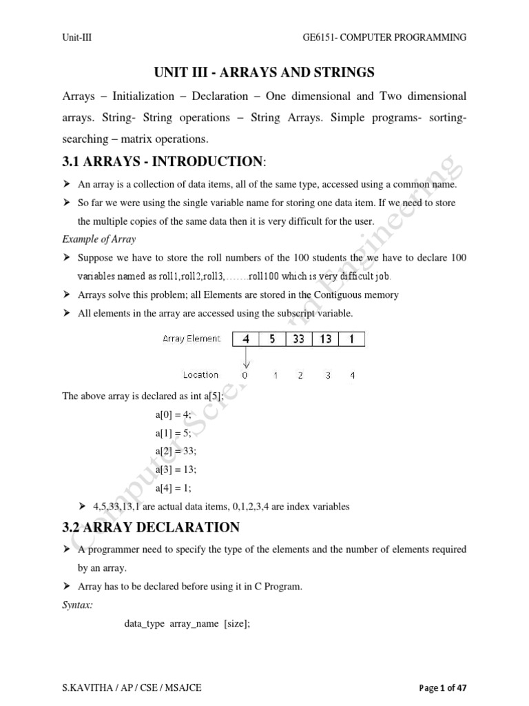 UNIT3 CP New | PDF | Array Data Structure | String (Computer Science)
