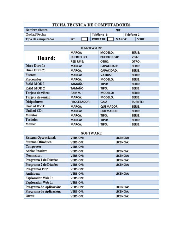 Ficha Tecnica de Computadores | PDF | Programa de computadora ...