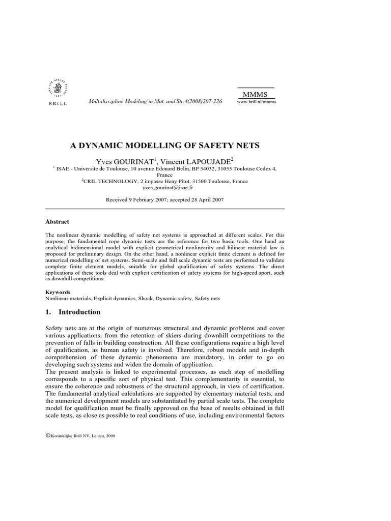 A Dynamic Modelling of Safety Nets | PDF | Deformation (Mechanics ...