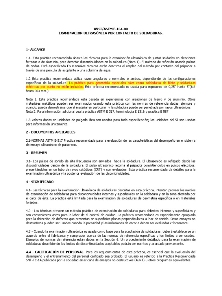 Astm e 164 Rev 2005 | PDF | Olas | Soldadura
