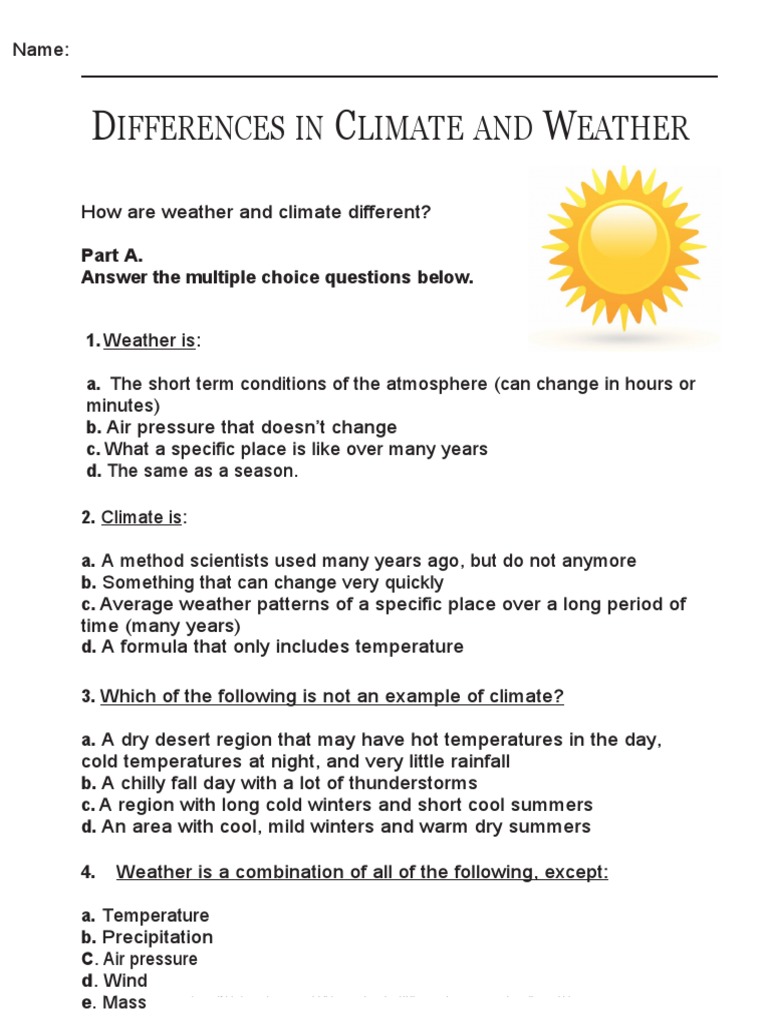 Differences between weather and climate | PDF | Weather | Climate