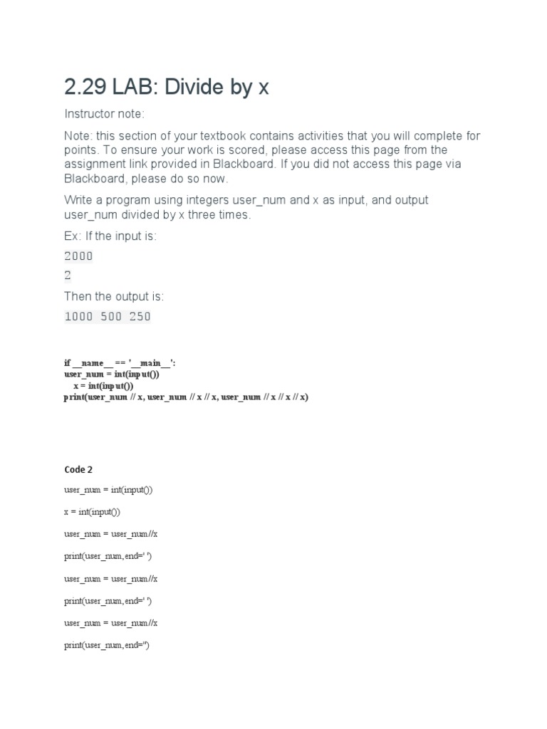 2.29 LAB Divide by X | PDF