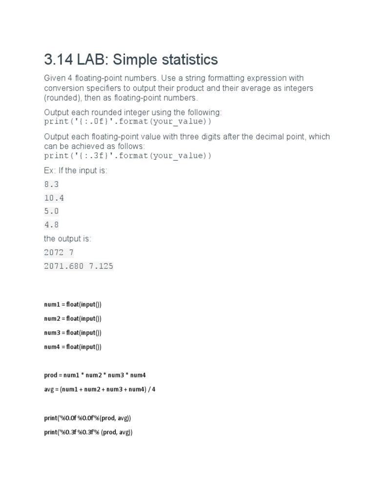 3.14 LAB Simple Statistics | PDF